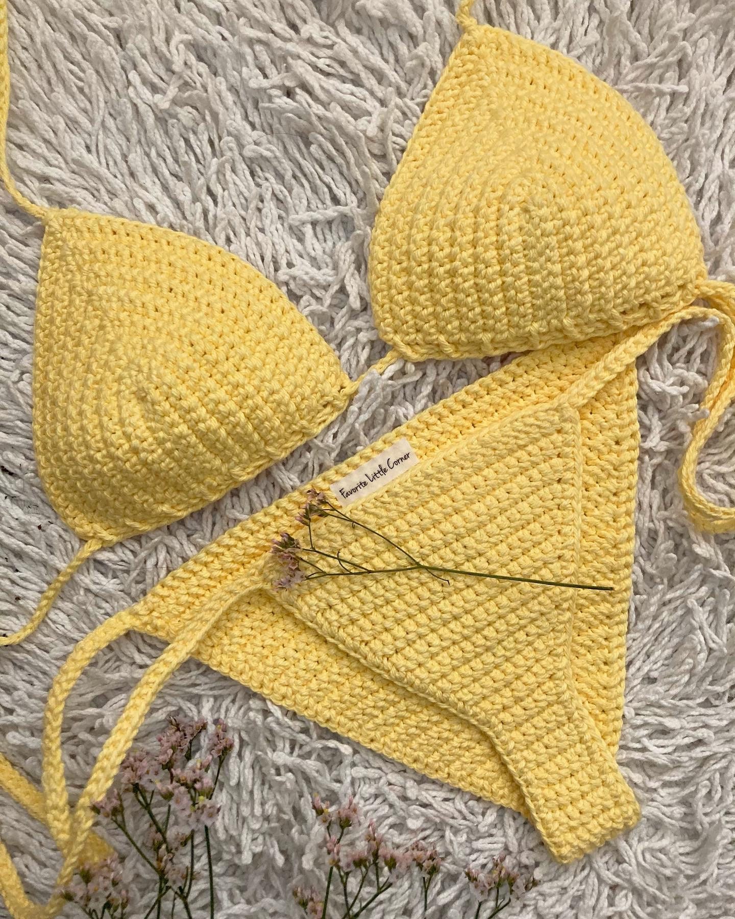 SALE! Bohemian crochet bikini set simple basics - 100% cotton