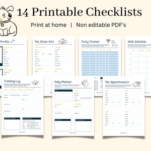 Puppy Planner Pet Checklist Puppy Guide Printable Potty Worksheet Puppy ...
