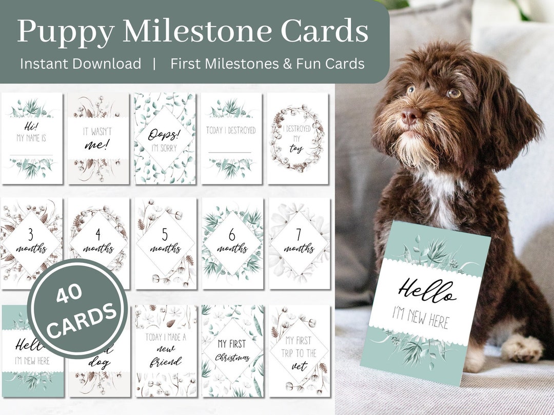 Puppy Photo Prop Printable Milestone Card Puppy Gift for New Puppy ...