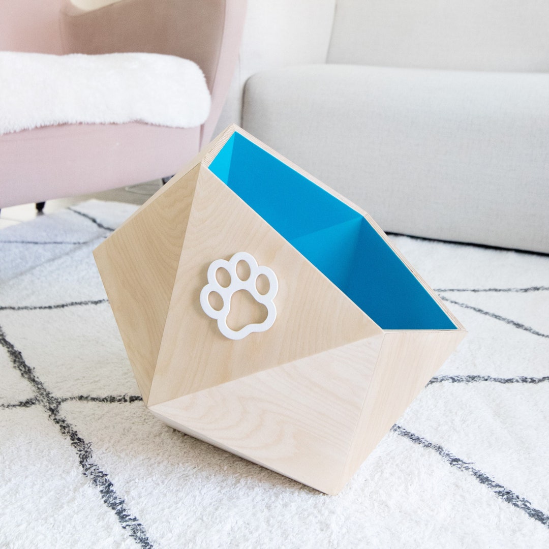 Large Toy Box Pawprint Dog Toy Storage Blue Pet Storage Bin ...