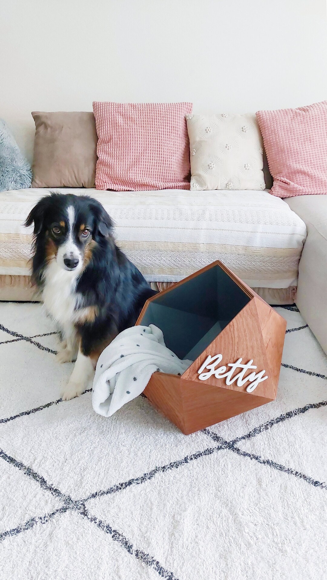 Personalized Dog Toy Box Dark Wood Pet Toy Storage Custom Aussie Gift ...