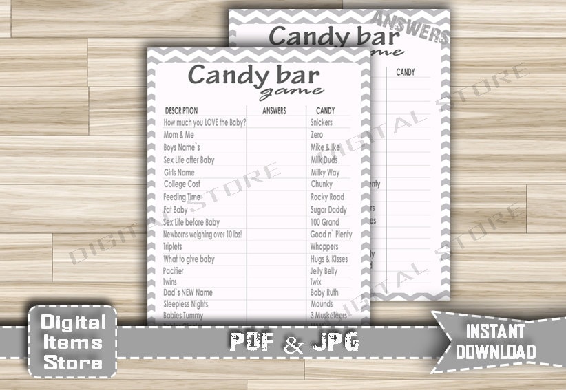 Printable Candy Bar Guessing Game Candy Bar Guess Game with | Etsy