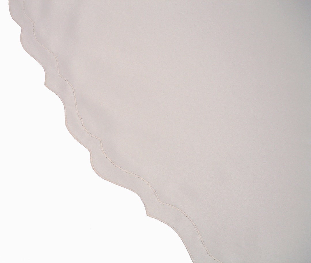 Plain Ivory Round Circle Scalloped Edge Tablecloth Table Cloth Kitchen ...
