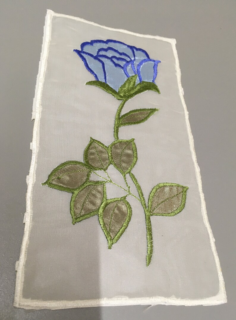 Pack of 6 Blue Rose Embroidery Applique Panels on Organza | Etsy UK