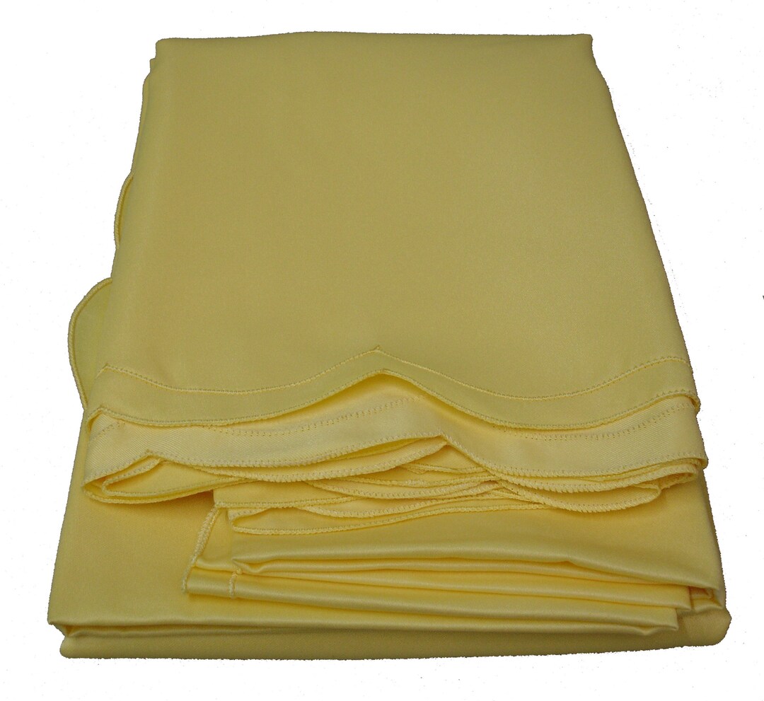 Plain OBLONG Yellow Scalloped Edge Tablecloth Table Cloth Kitchen ...