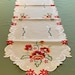 Green Gold & Red Poppy Embroidery Sharp Pointed Table Runner Scalloped ...