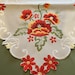 Green Gold & Red Poppy Embroidery Sharp Pointed Table Runner Scalloped ...