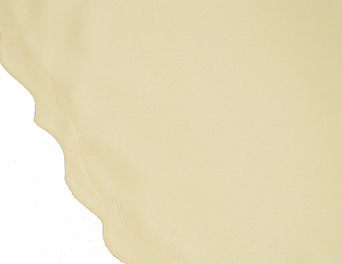 Plain OBLONG Cream Scalloped Edge Tablecloth Table Cloth Kitchen Dining ...