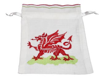 10 Welsh Dragon Ivory Linen Look Drawstring Bags Lavender Pot | Etsy