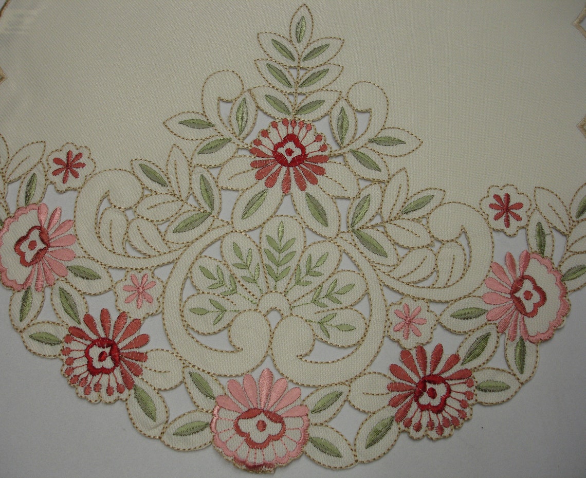 Pack of 5 Cream Pink Green Embroidered Floral Cutwork - Etsy UK