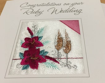 Ruby Wedding Card - Etsy UK