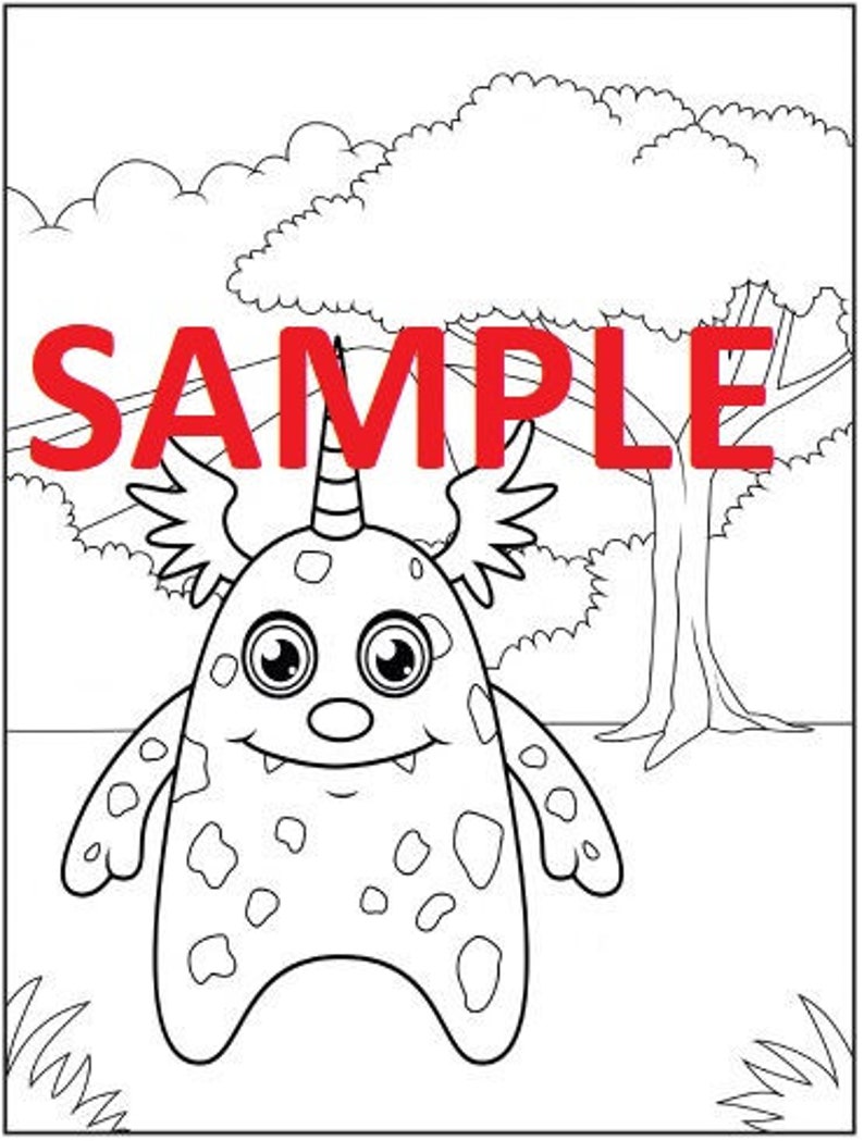 50 Page Cute Monster Coloring Pages Simple Cartoon Digital - Etsy