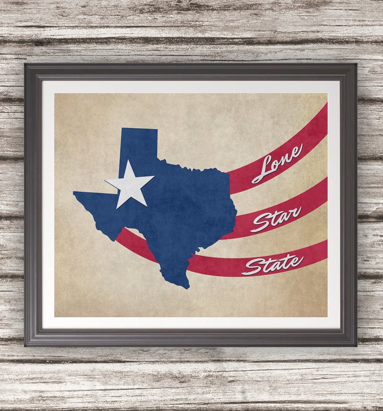 Lone Star State With State of Texas Wall Art Home Decor Print - Etsy