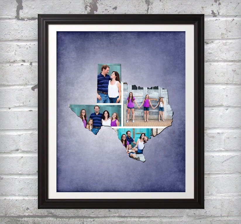 State of Texas Print With Texas That Includes Four Customized Pics of ...