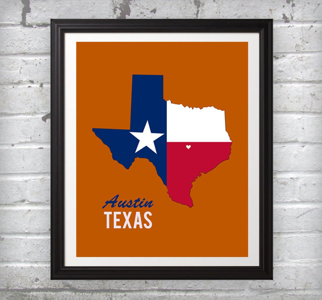 State of Texas Print Featuring Texas Flag and Customization for Any ...