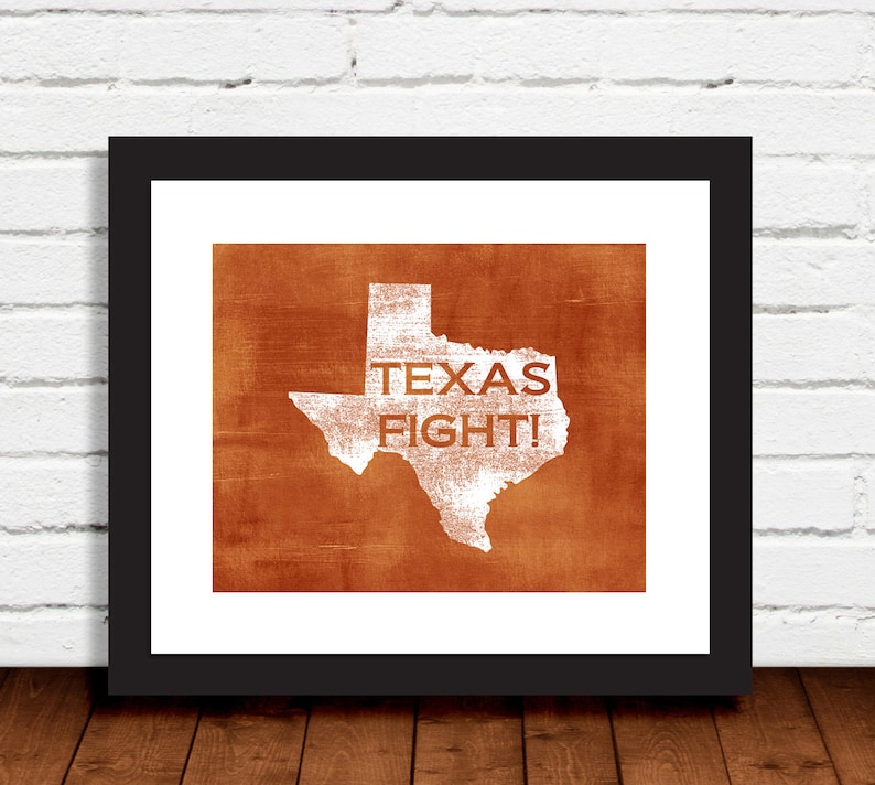 Texas Fight University of Texas on Rustic Burnt Orange Background - Etsy