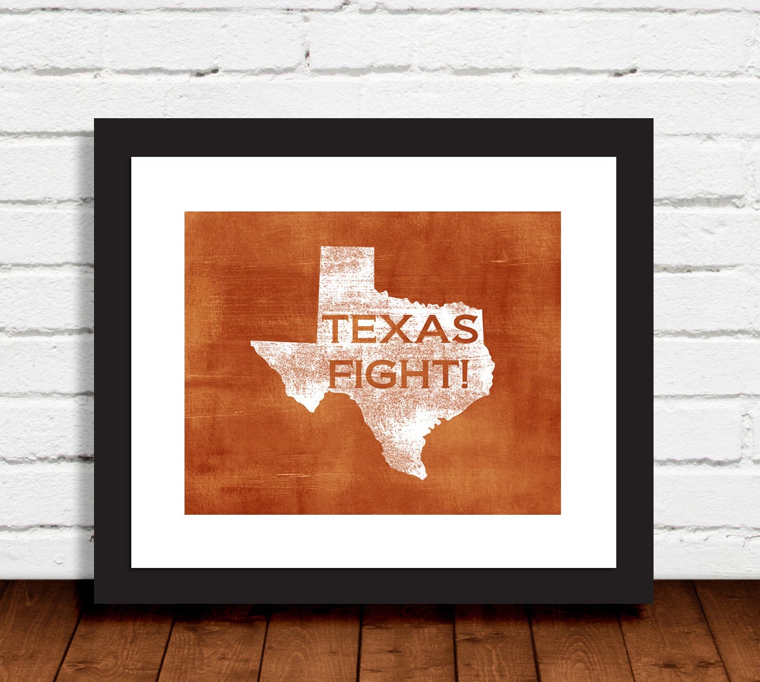 Texas Fight University of Texas on Rustic Burnt Orange Background - Etsy