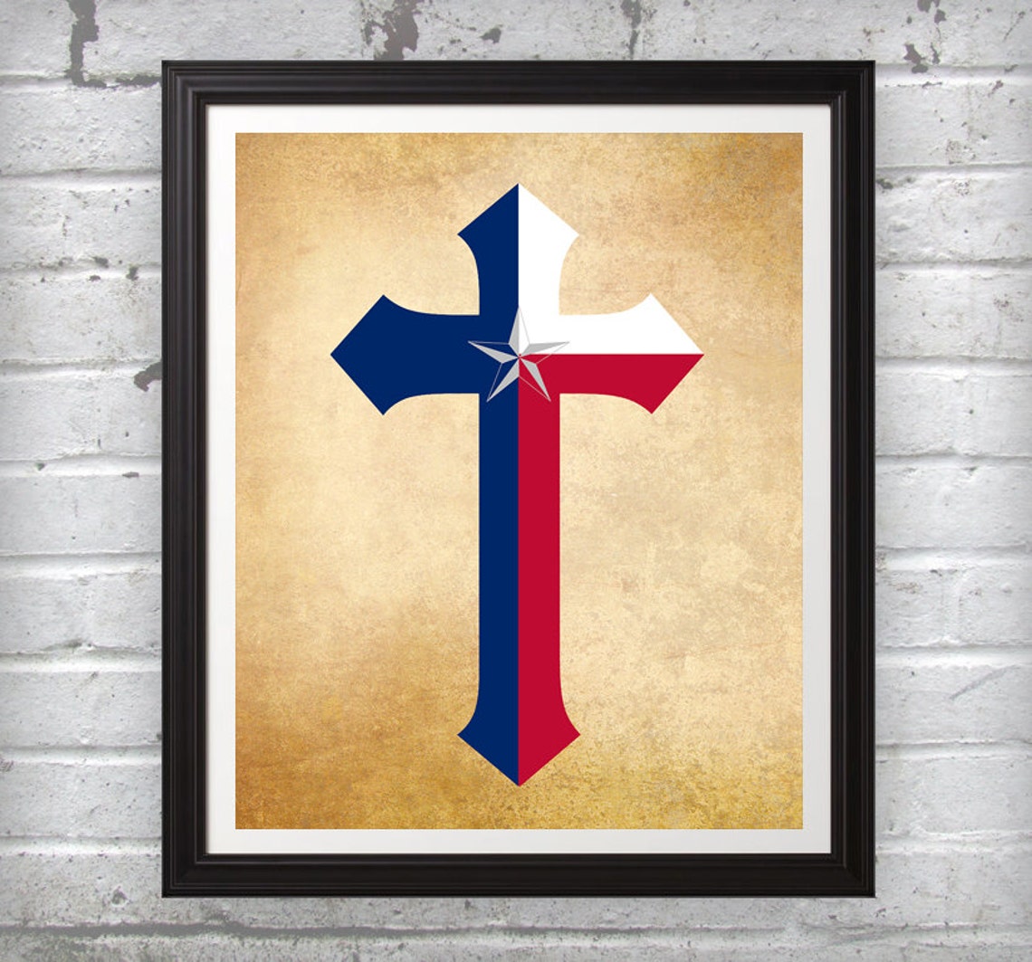 Texas Cross Red White Blue Texas Wall Art Decor Photo Print - Etsy