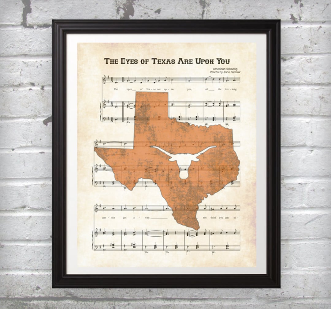 Eyes of Texas Sheet Music Art Print Featuring State of Texas and ...