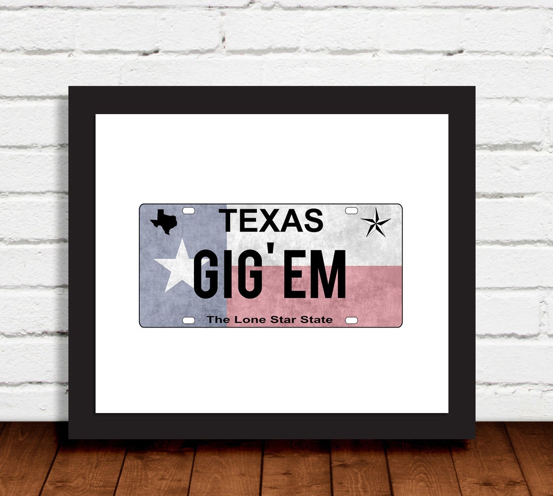 Custom Texas License Plate Various Colors Art Print Wall Art Decor ...