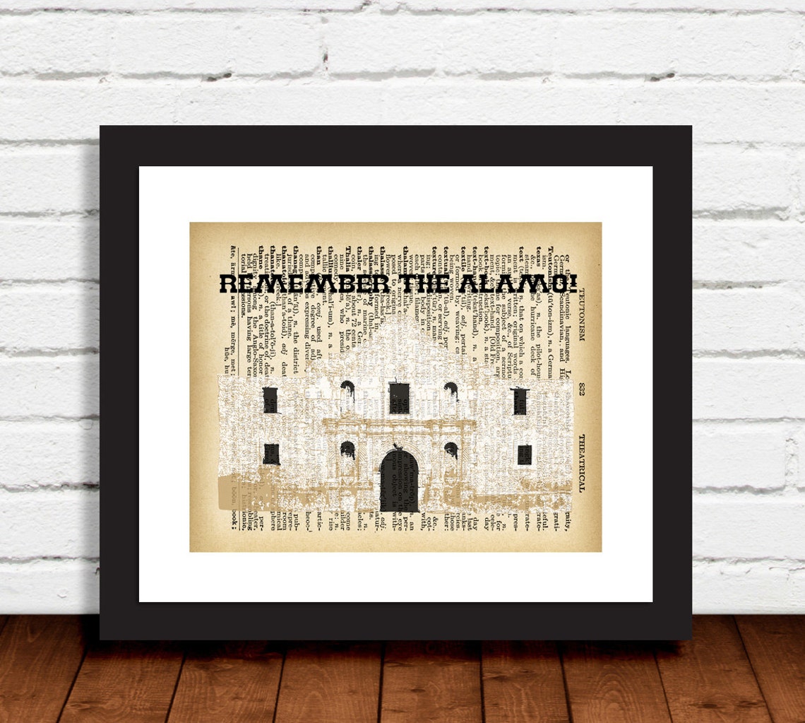 Remember the Alamo Dictionary Page Beige Black White Art Photo Print - Etsy