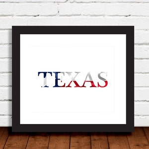 Texas State Flag Inside Word Texas Red White Blue Black Wall Art Home ...