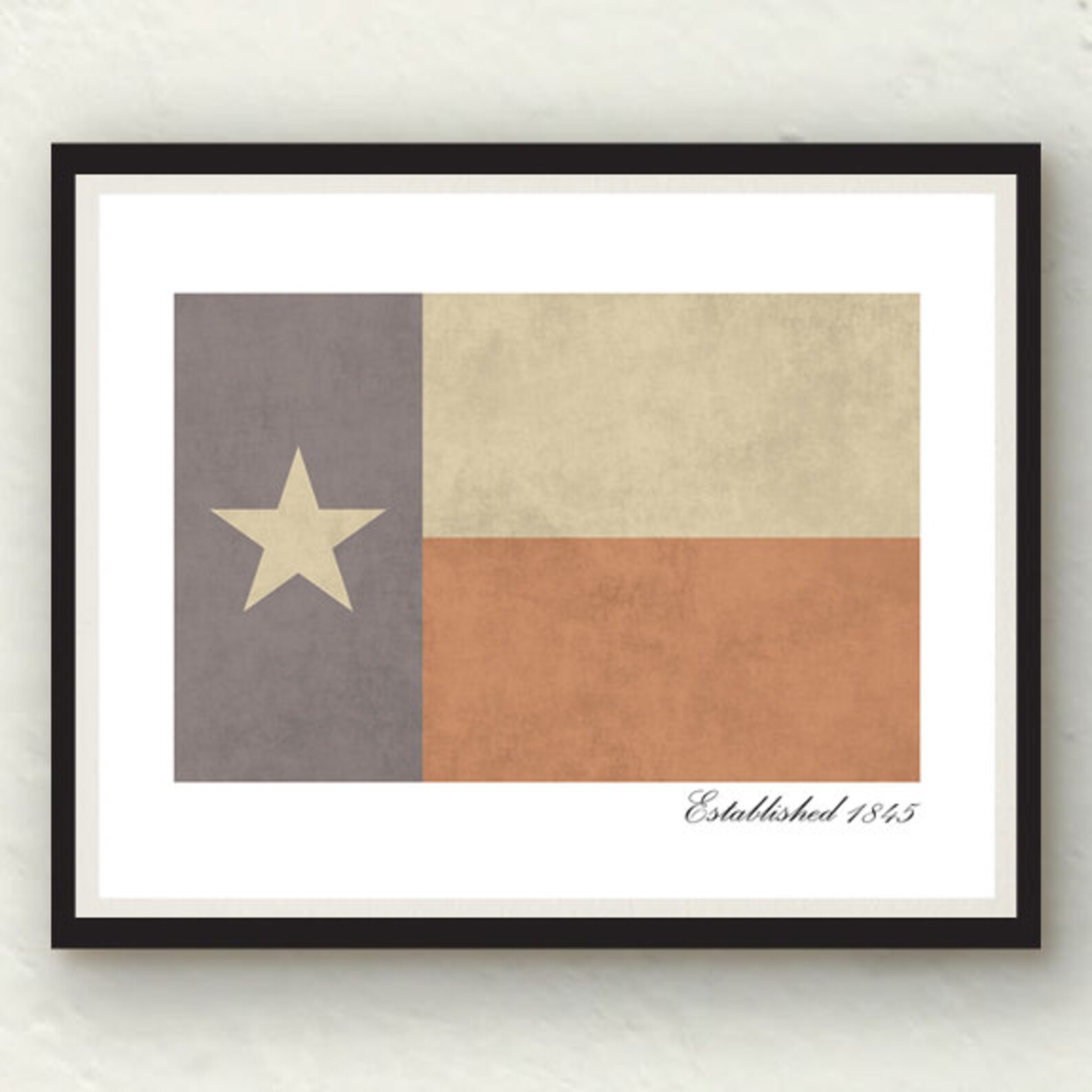 Old Texas Flag With Established 1845 Art Print Wall Art Decor Photo ...