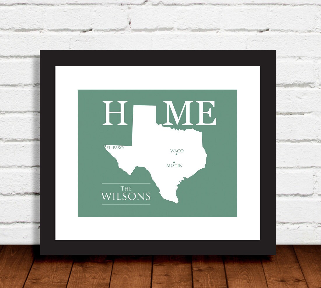 Personalized Texas Map With Home and Cities You Have Lived and Family ...