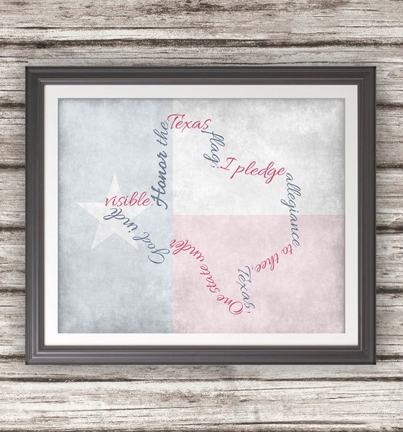 Texas State Pledge Printable Large Size