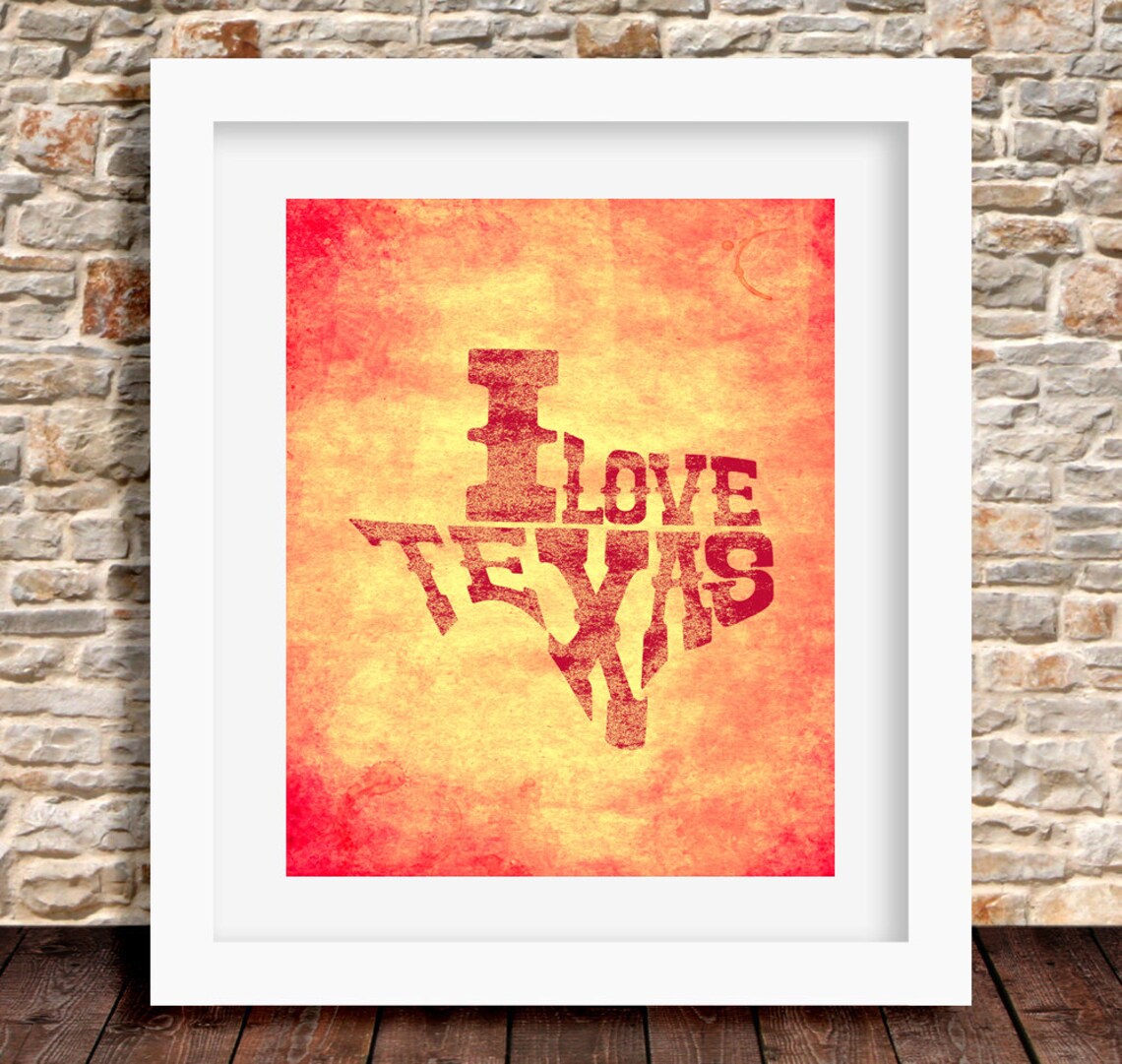 Customized I Love Texas Words Form State Orange White Red Blue - Etsy