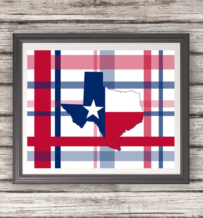 State of Texas With Blue and Red Pattern Photo Art Print Wall - Etsy