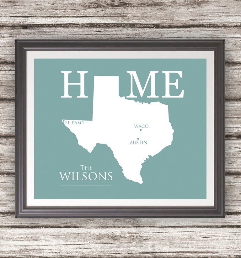 Personalized Texas Map With Home and Cities You Have Lived and Family ...