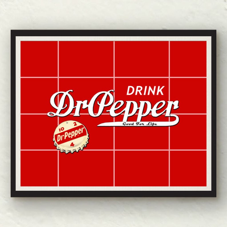 Vintage Drink Dr. Pepper Sign Red White Wall Art Decor Photo Print - Etsy