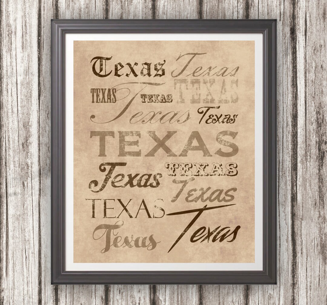 Texas in Various Fonts and Colors Wall Art Decor Print - Etsy