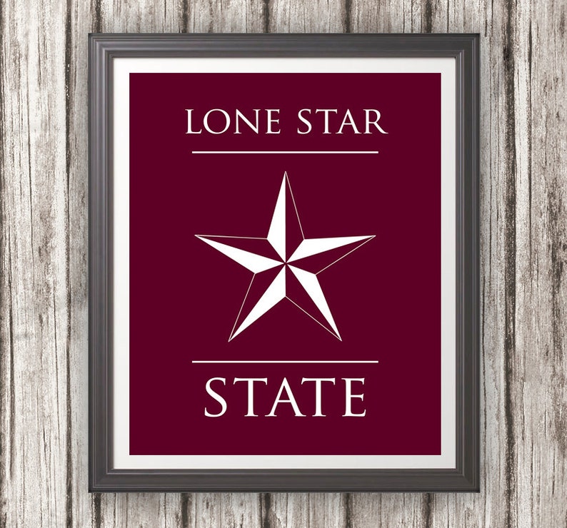 Lone Star State Texas Various Colors Maroon Burnt Orange Gray - Etsy
