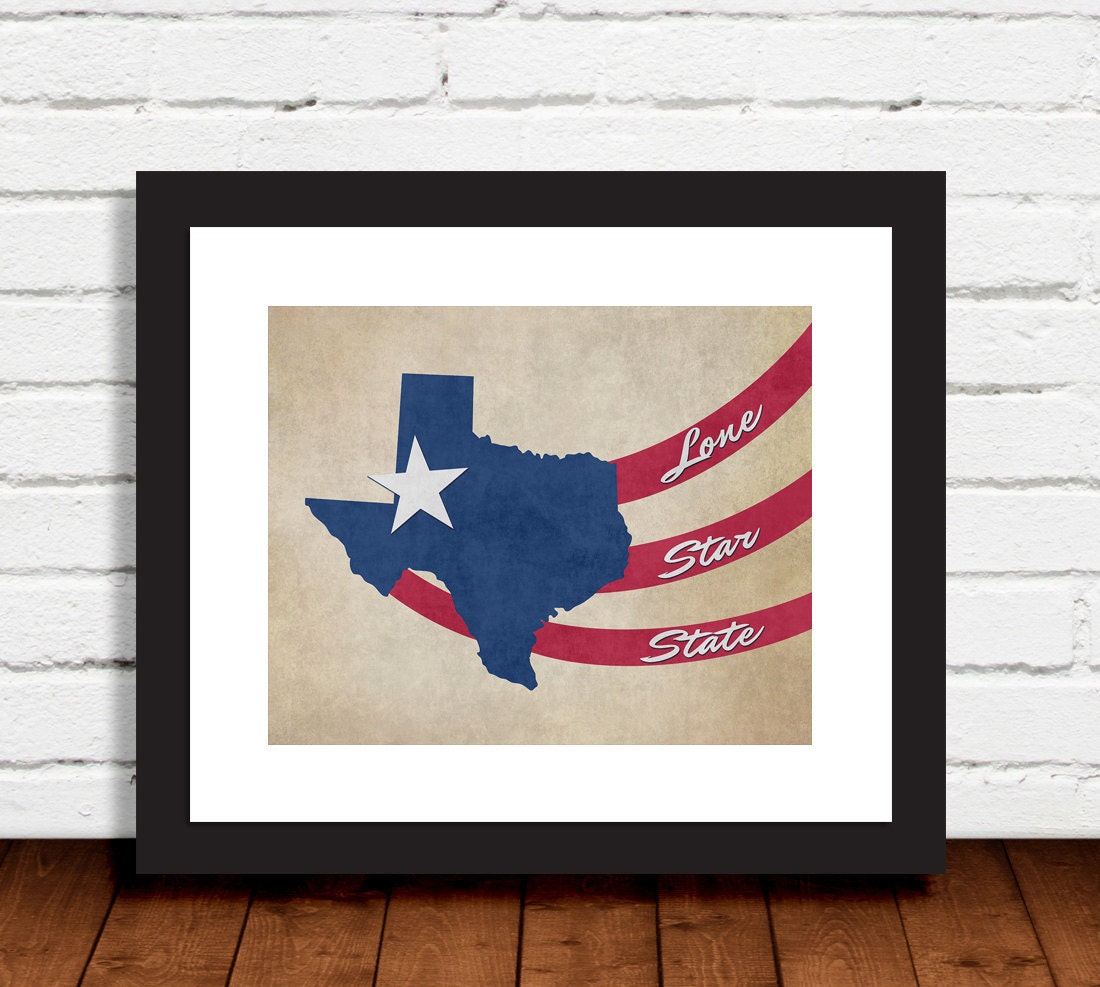 Lone Star State With State of Texas Wall Art Home Decor Print - Etsy