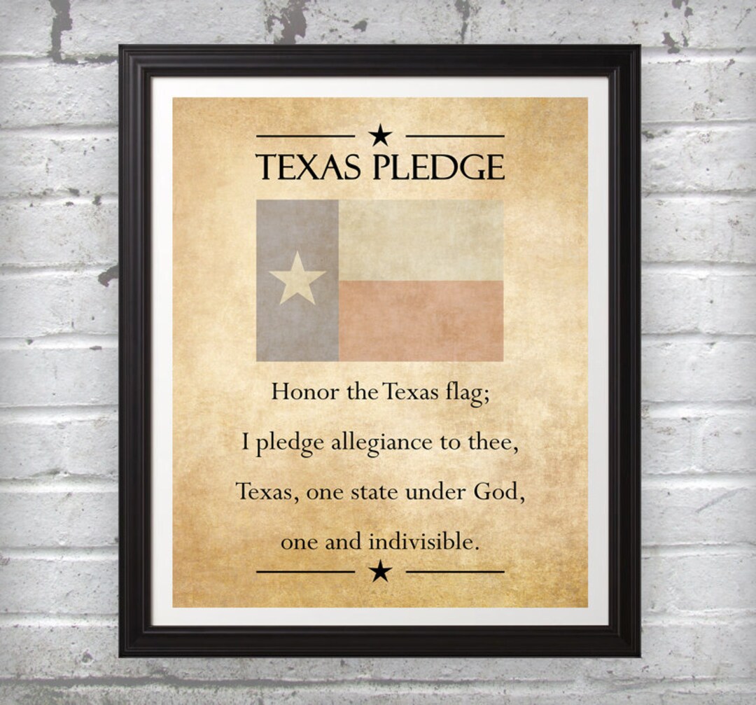 Texas Pledge Red White Blue Beige Rustic Wall Art Decor Photo Print - Etsy