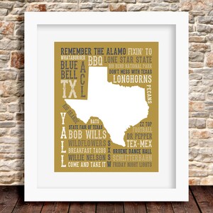 State of Texas With Texas Words Various Colors Art Print Wall Art Decor ...