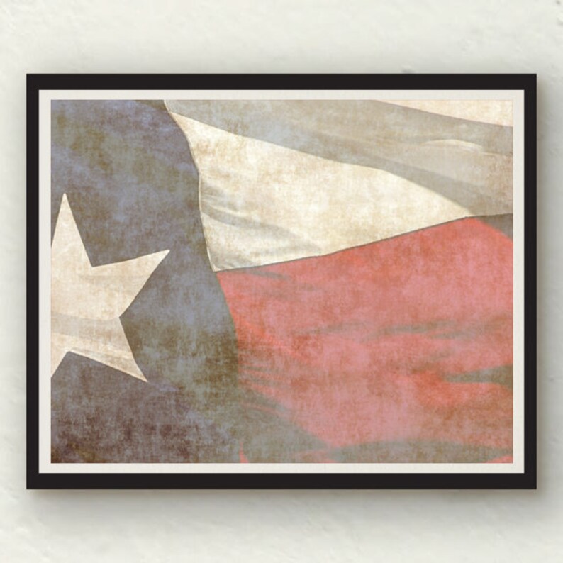 Rustic Distressed Texas Flag Red Blue White Black Wall Art Photo Print ...
