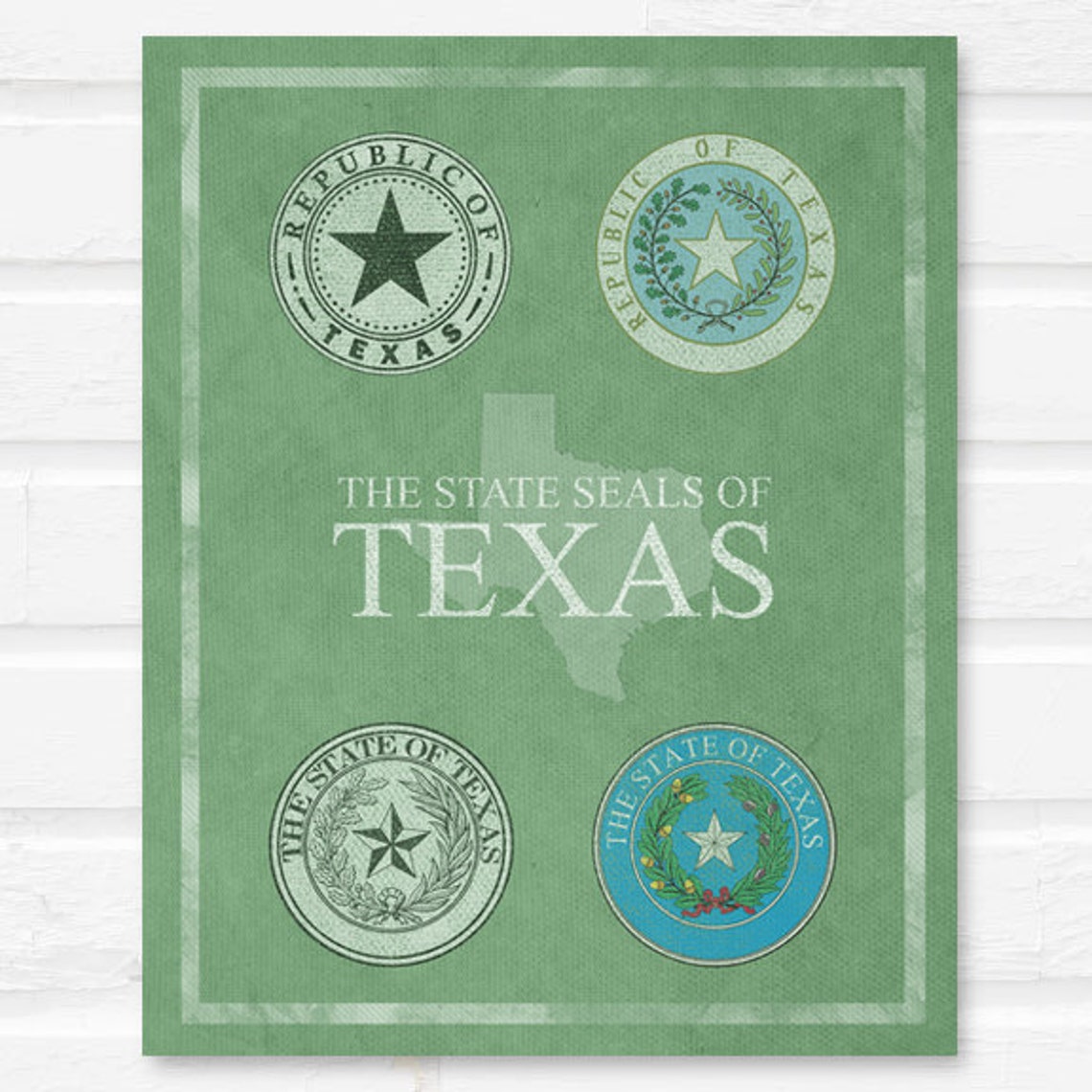 State Seals of Texas Green Print Wall Art Decor Photo Print - Etsy
