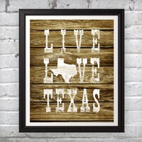 Texas Flag in State on Rustic Distressed Wood Background Wall Art Decor ...