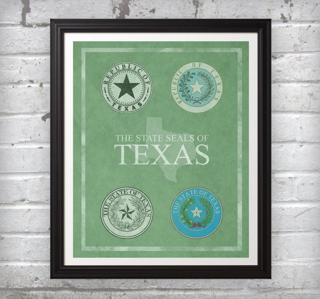 State Seals of Texas Green Print Wall Art Decor Photo Print - Etsy
