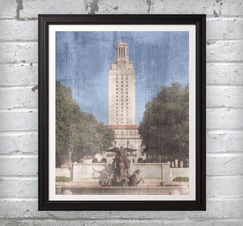 University of Texas Tower on Distressed Background Photo Print Wall Art ...