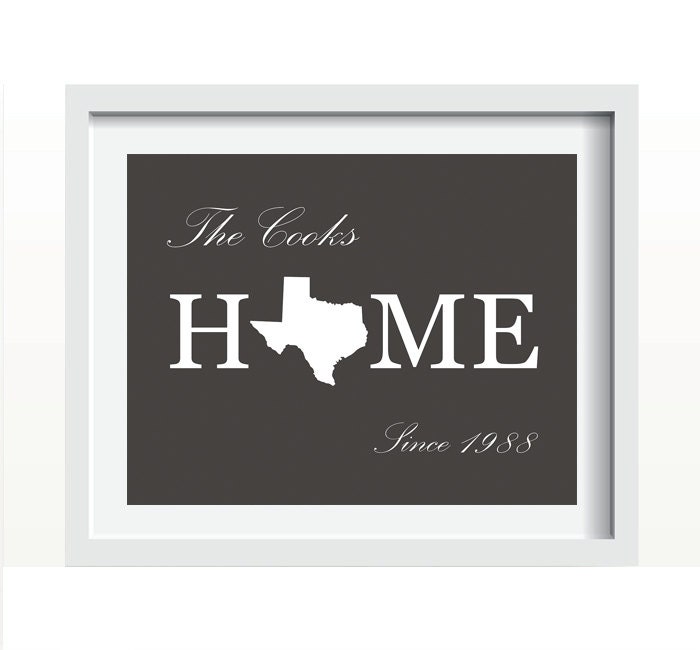 Personalize Texas Home Family Name and Date Art Print Wall Art - Etsy