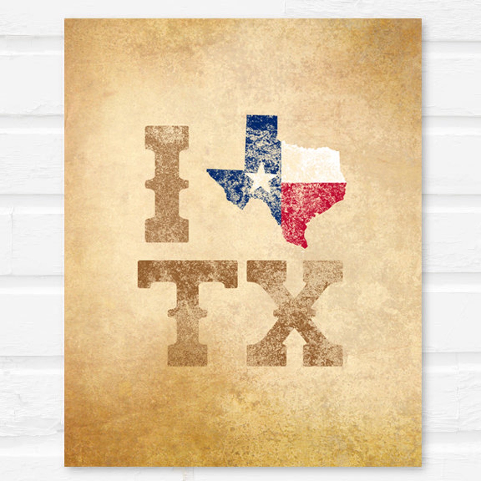 I Heart Texas Red White Blue Beige Rustic Wall Art Photo Print - Etsy