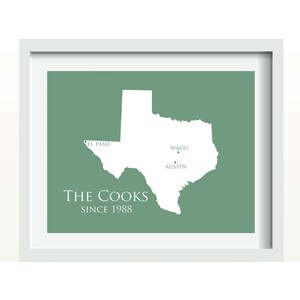 Personalize Texas Map With Cities You Have Lived and Family Name Art ...