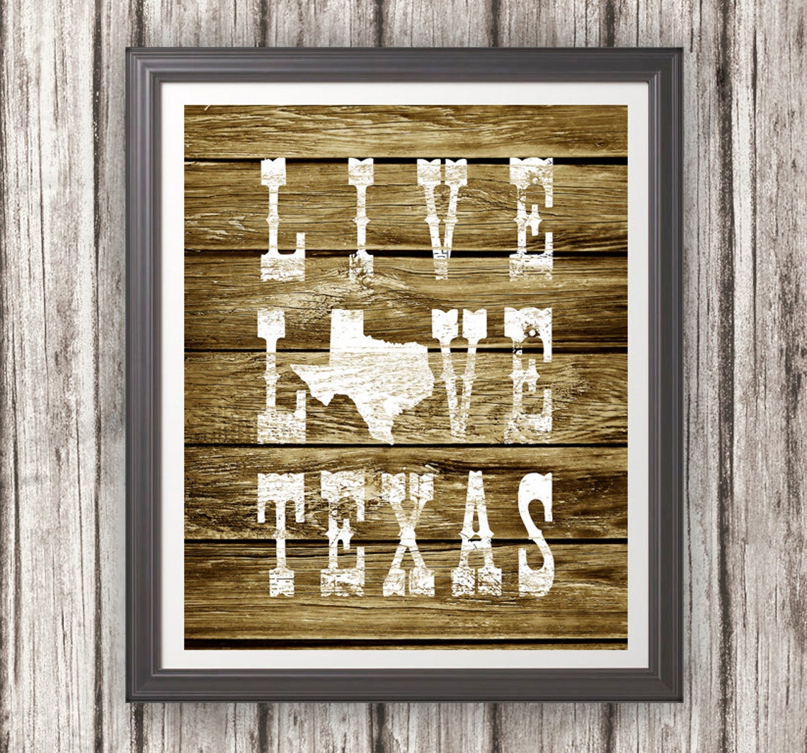 Live Love Texas Rustic Wood Brown White Wall Art Decor Photo Print - Etsy