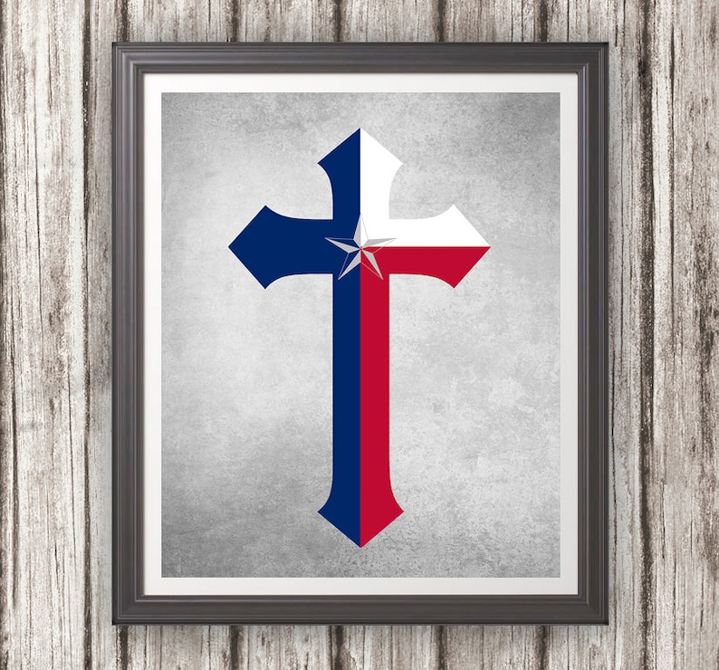 Texas Cross Red White Blue Texas Wall Art Decor Photo Print - Etsy