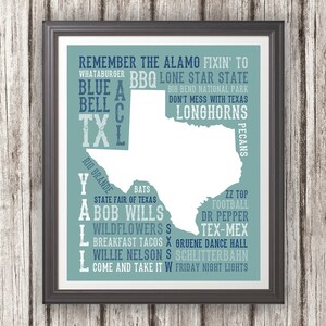 State of Texas With Texas Words Various Colors Art Print Wall Art Decor ...