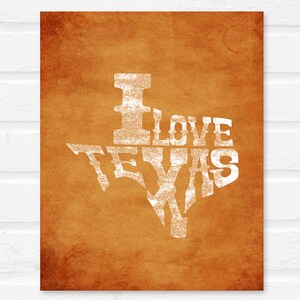 Customized I Love Texas Words Form State Orange White Red Blue ...